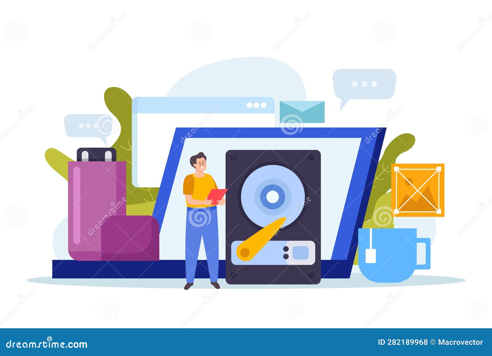 Recovering Data Composition Stock Vector - Illustration of storage ...