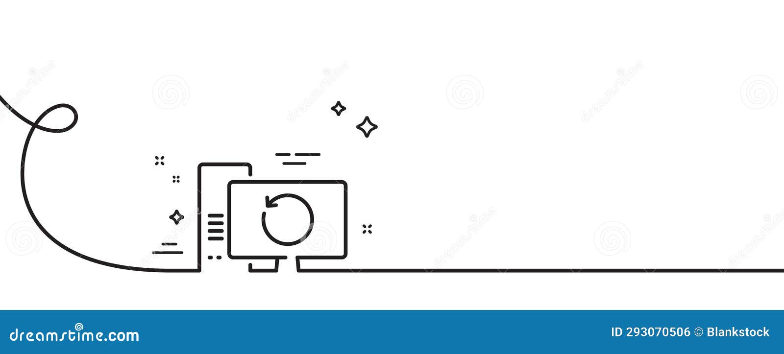 Recovery Computer Line Icon. Backup Data Sign. Restore Information. Continuous Line with Curl ...