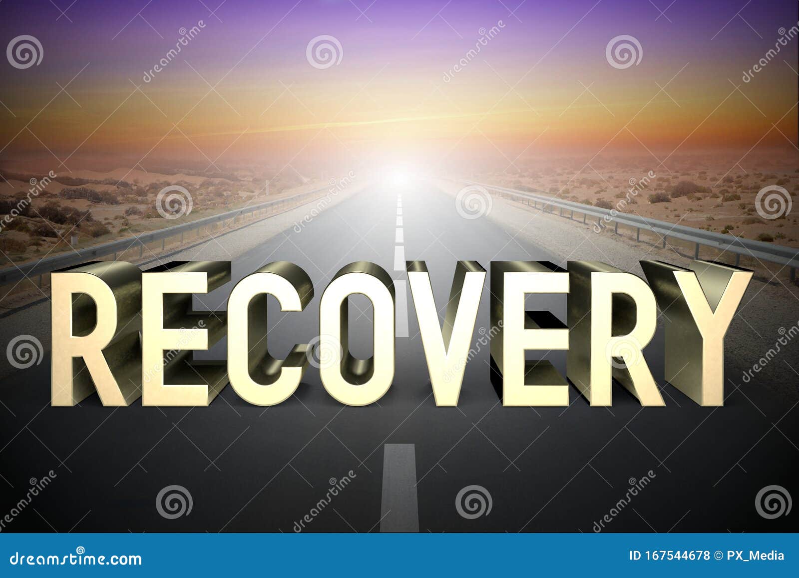 Recovery Concept, Road - 3D Rendering Stock Illustration - Illustration ...