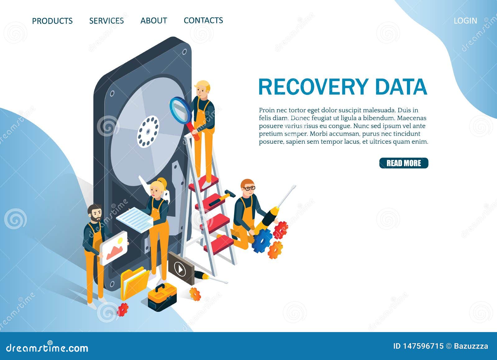 Recovery Data Vector Website Landing Page Design Template Stock Vector ...