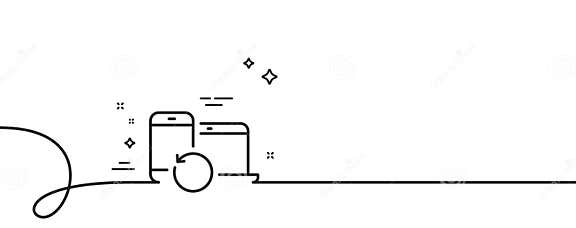 Recovery Devices Line Icon. Backup Data Sign. Restore Information. Continuous Line with Curl ...