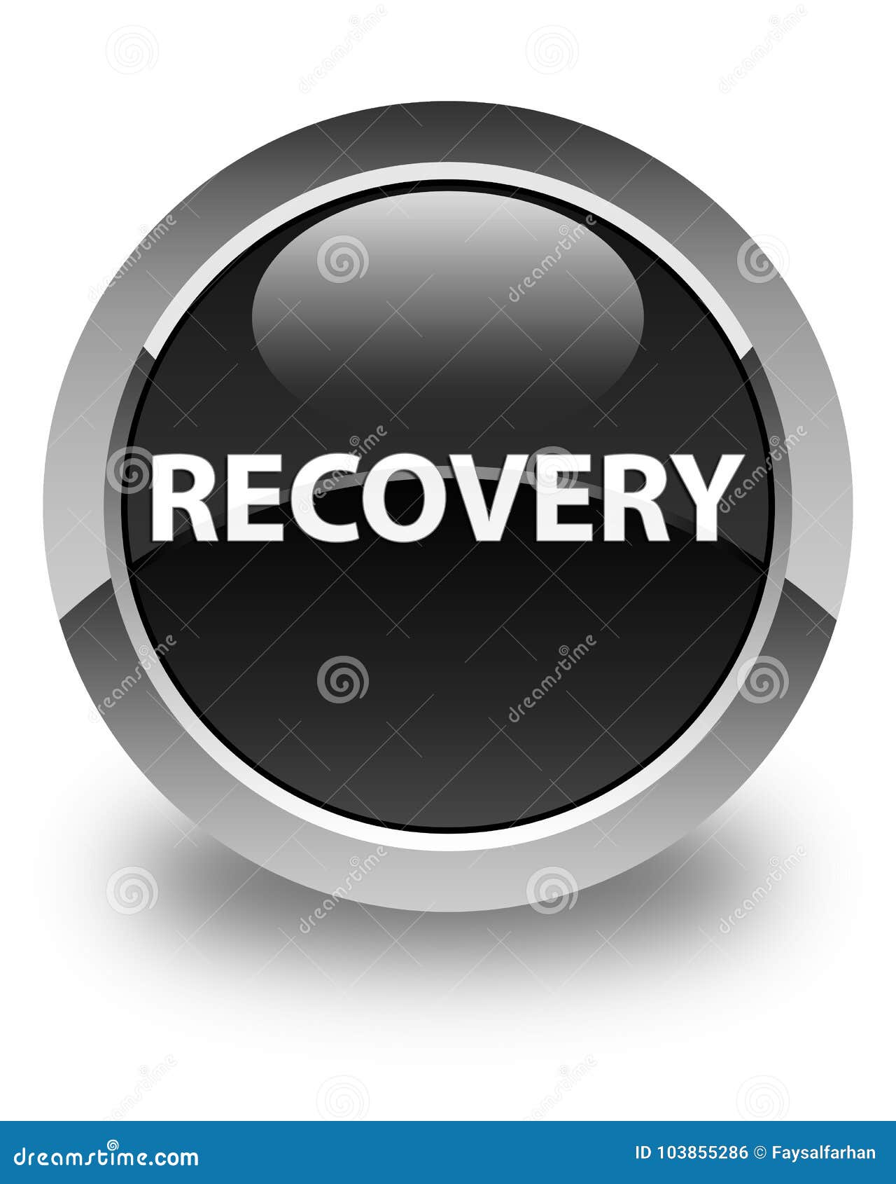 Recovery Glossy Black Round Button Stock Illustration - Illustration of ...
