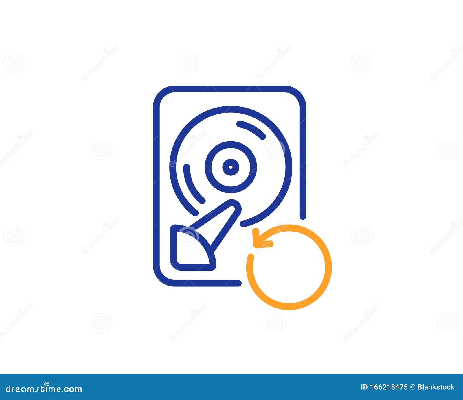 Recovery Hdd Line Icon Backup Data Sign Restore Information Vector Stock Vector