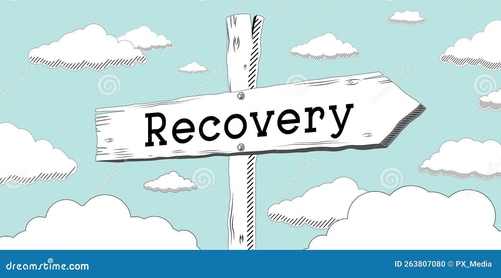 Recovery - Outline Signpost with One Arrow Stock Illustration ...