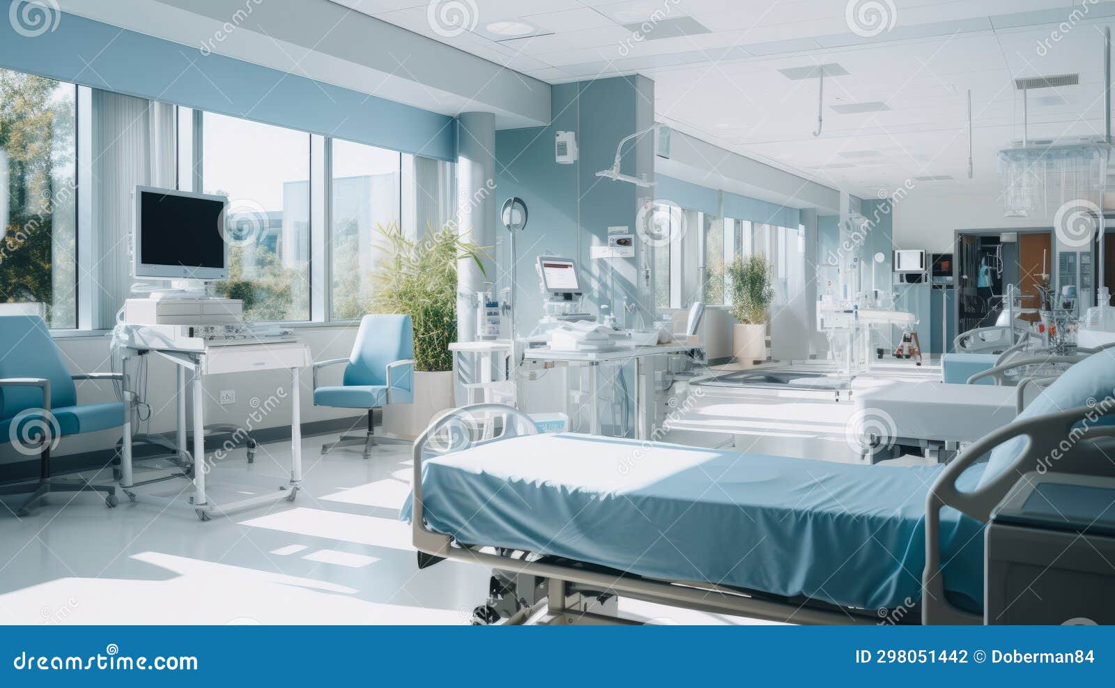 Recovery Room with Beds and Comfortable Medical. Interior of an Empty ... Recovery Room with Beds and Comfortable Medical. Interior of an Empty ...
