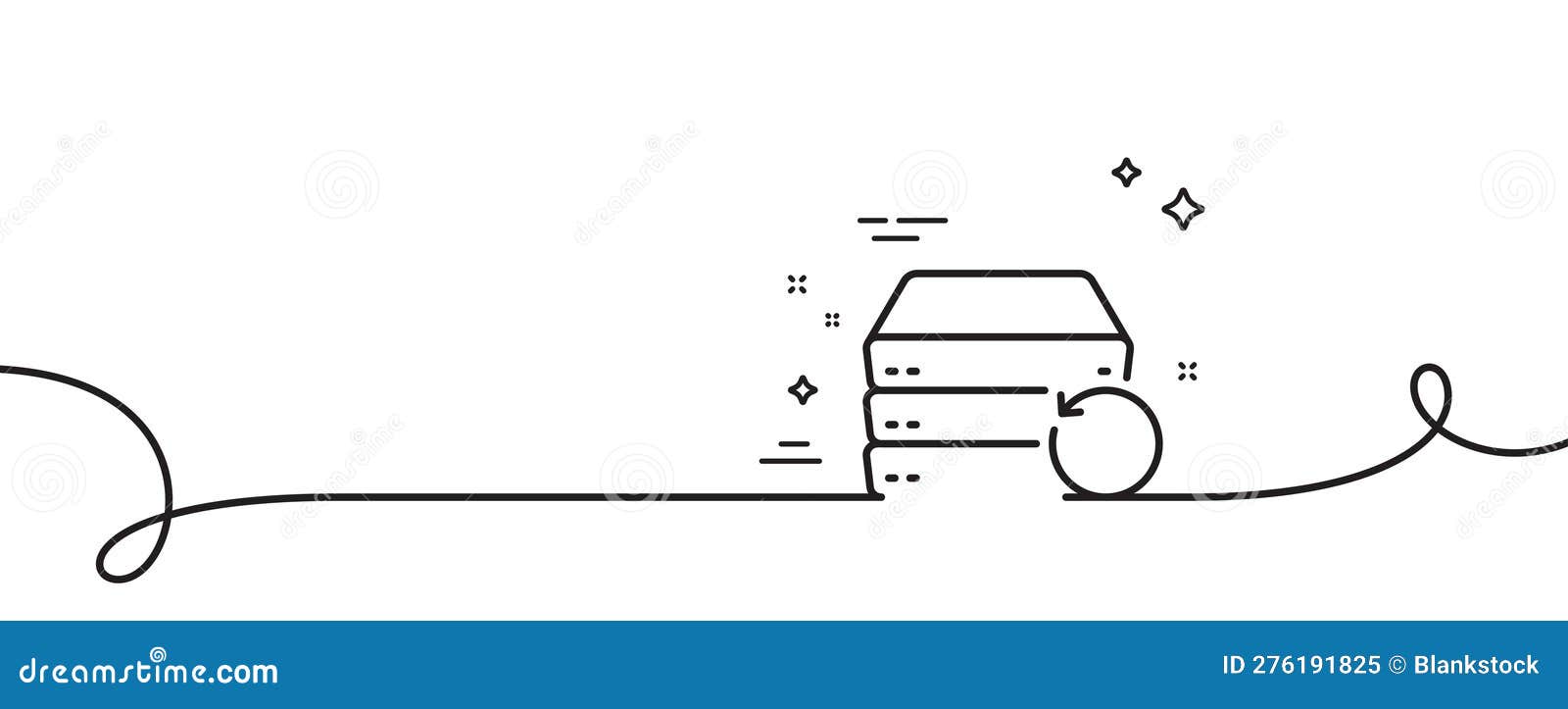 Recovery Server Line Icon. Backup Data Sign. Restore Information. Continuous Line with Curl ...
