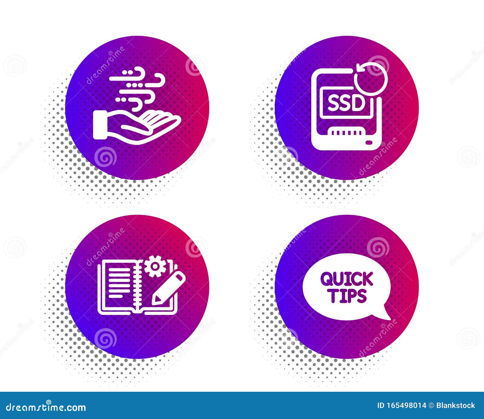 Recovery Ssd, Wind Energy and Engineering Documentation Icons Set. Quickstart Guide Sign. Vector ...