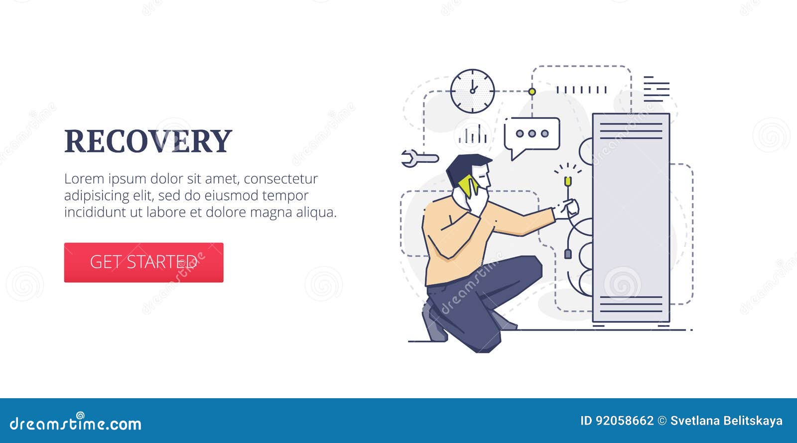 Recovery web banner stock illustration. Illustration of hardware - 92058662