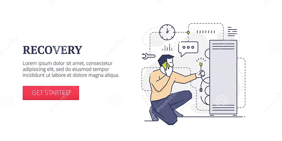 Recovery web banner stock illustration. Illustration of hardware - 92058662