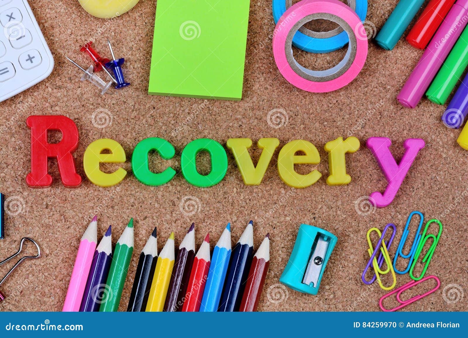 Recovery word on cork stock photo. Image of group, achieve - 84259970