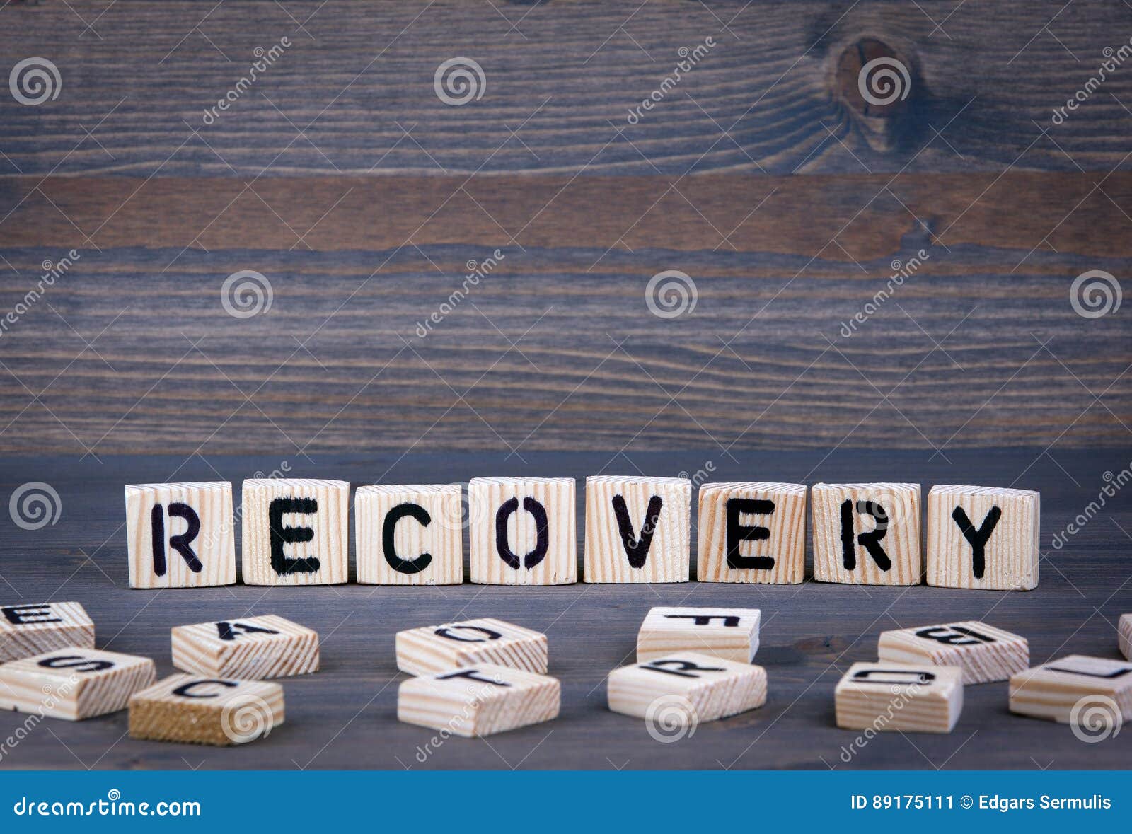 Recovery Word Written on Wood Block Stock Image - Image of depression ...
