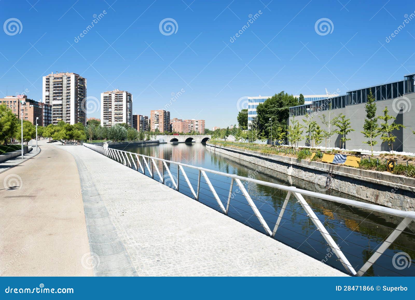 Recreation Area in Madrid, Spain Stock Photo - Image of aerial, channel ...