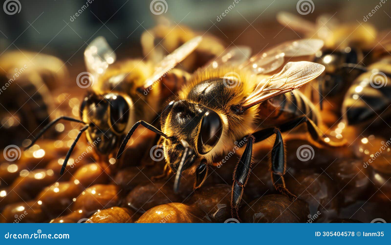 Recreation of Bees in a Comb Inside a Beehive Stock Illustration ...