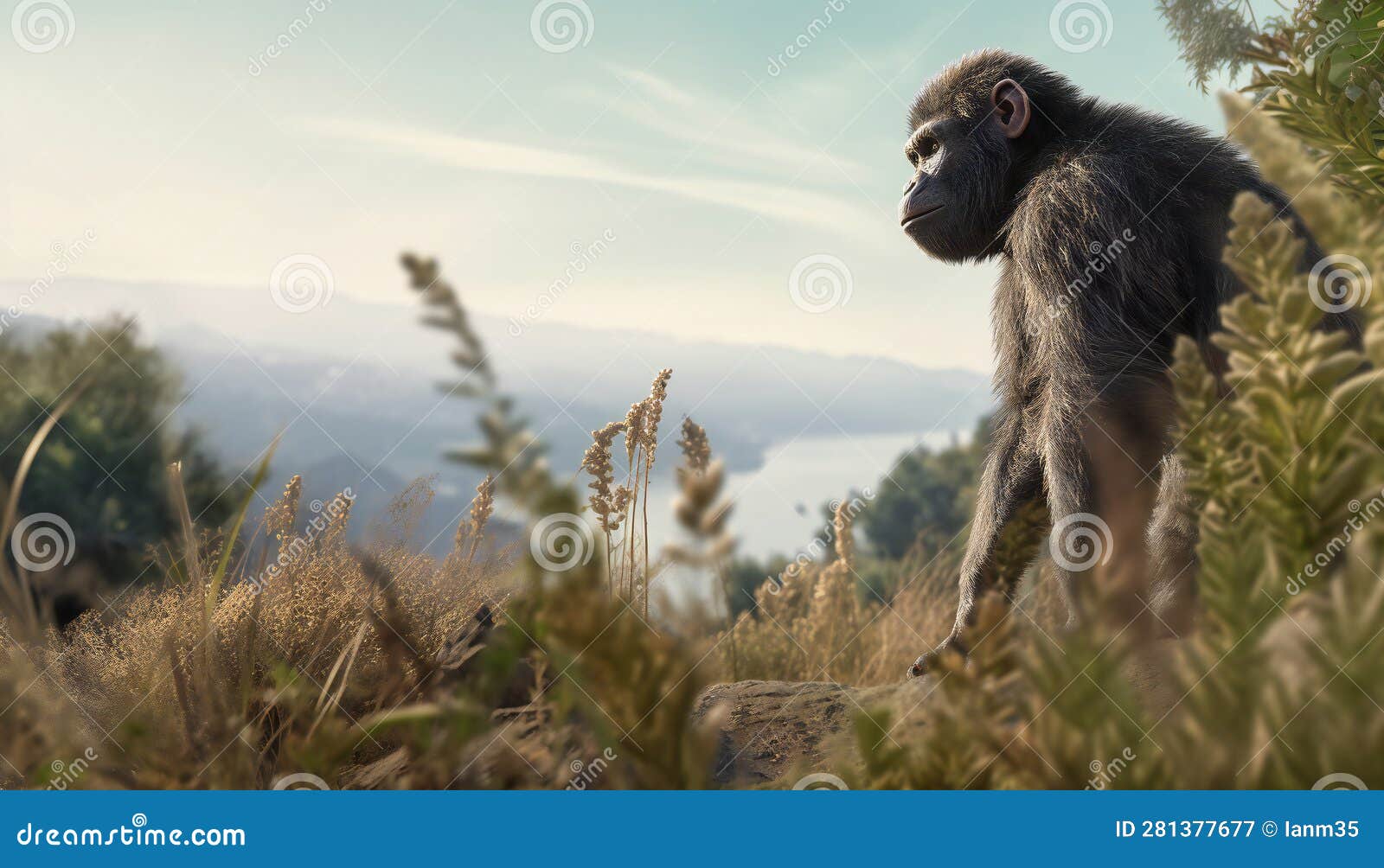 Recreation of a Bipedal Hominid Stock Illustration - Illustration of ...