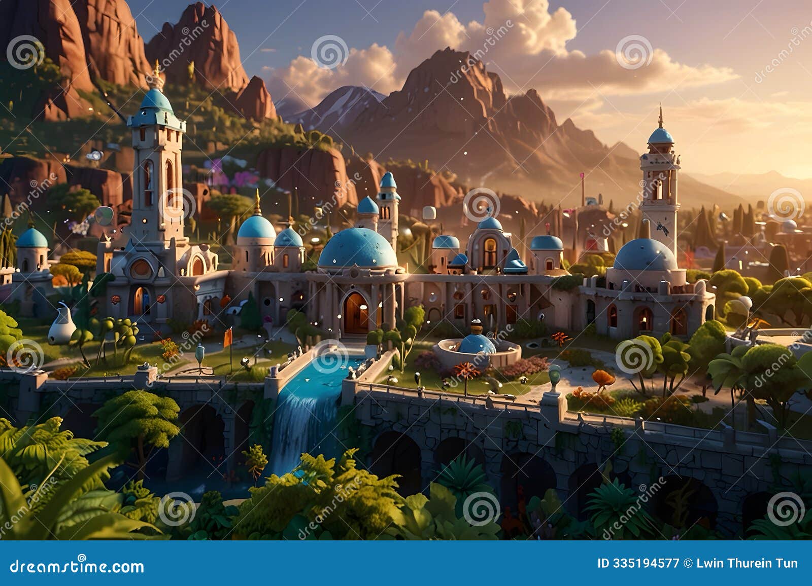 Recreation of Ancient Civilizations in 3 D Rendor Stock Illustration ...