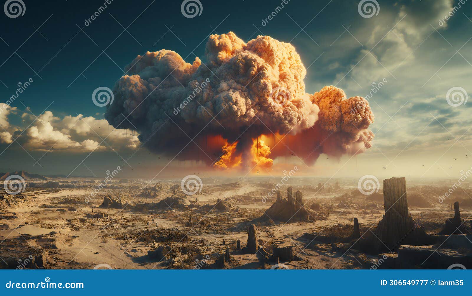 Recreation of the Smoke Column of a Atomic Bomb Stock Illustration ...