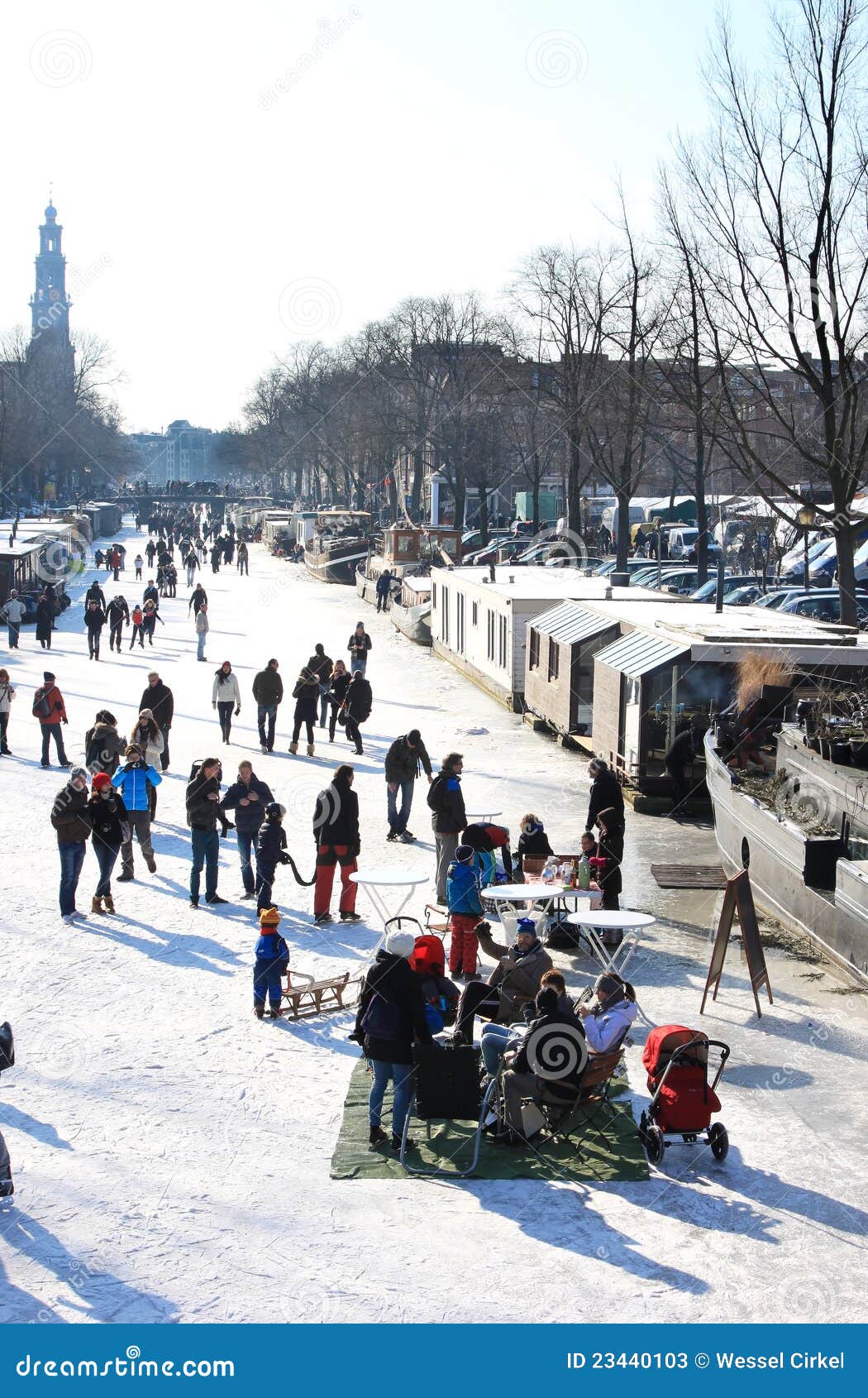 Recreation at the Dutch Frozen Canals, Amsterdam Editorial Stock Photo ...