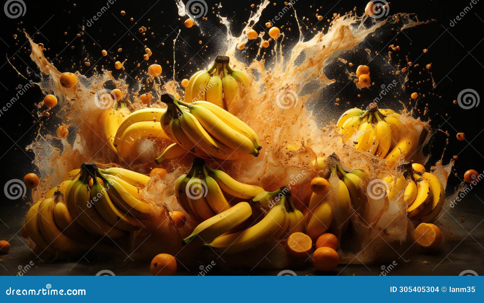 Recreation Fantasy of Bananas Bunches Falling Stock Illustration ...