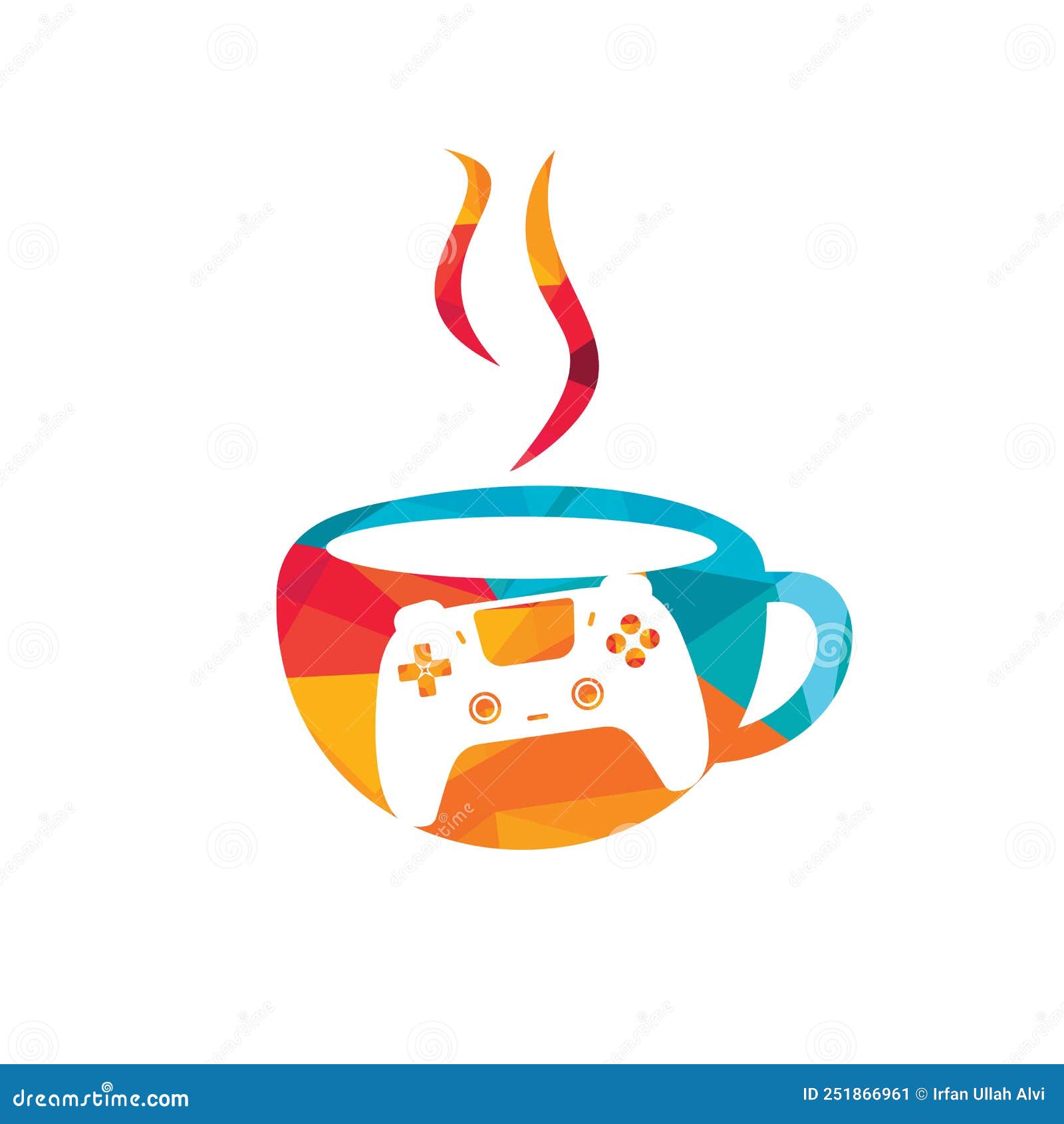 Gamer Cafe Vector Logo Design Template. Stock Vector - Illustration of ...