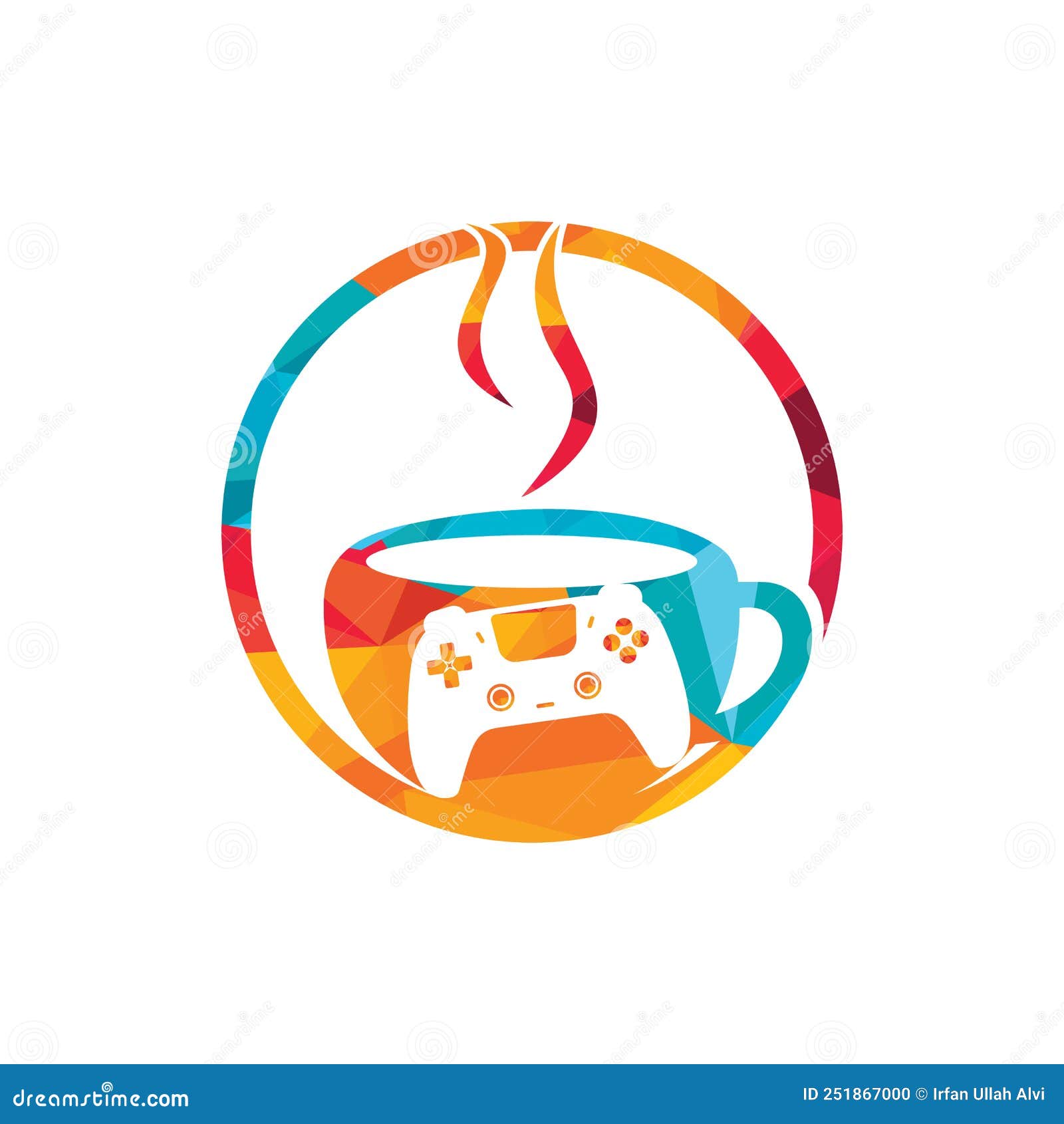 Gamer Cafe Vector Logo Design Template. Stock Vector - Illustration of ...