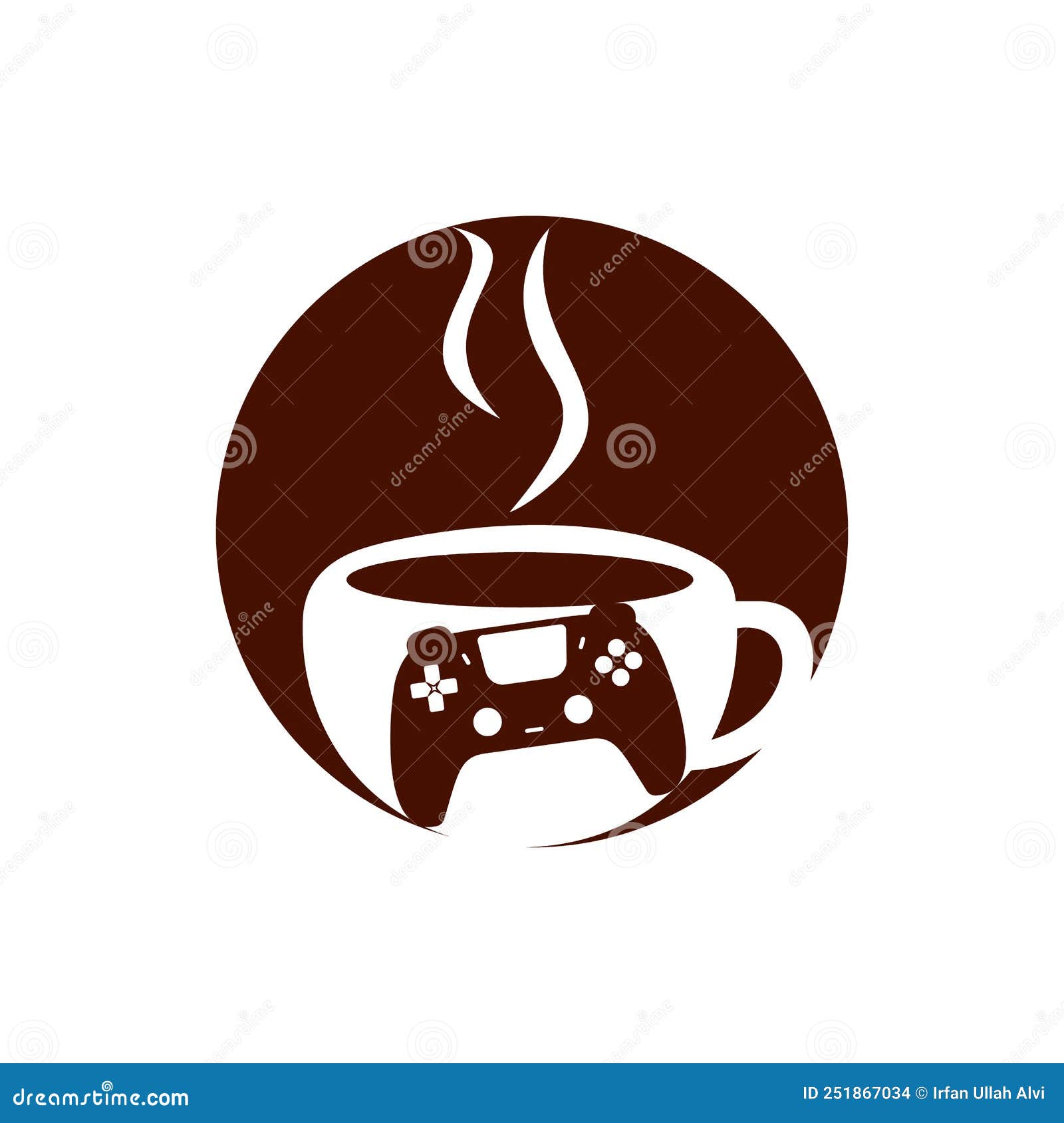 Gamer Cafe Vector Logo Design Template. Stock Vector - Illustration of ...