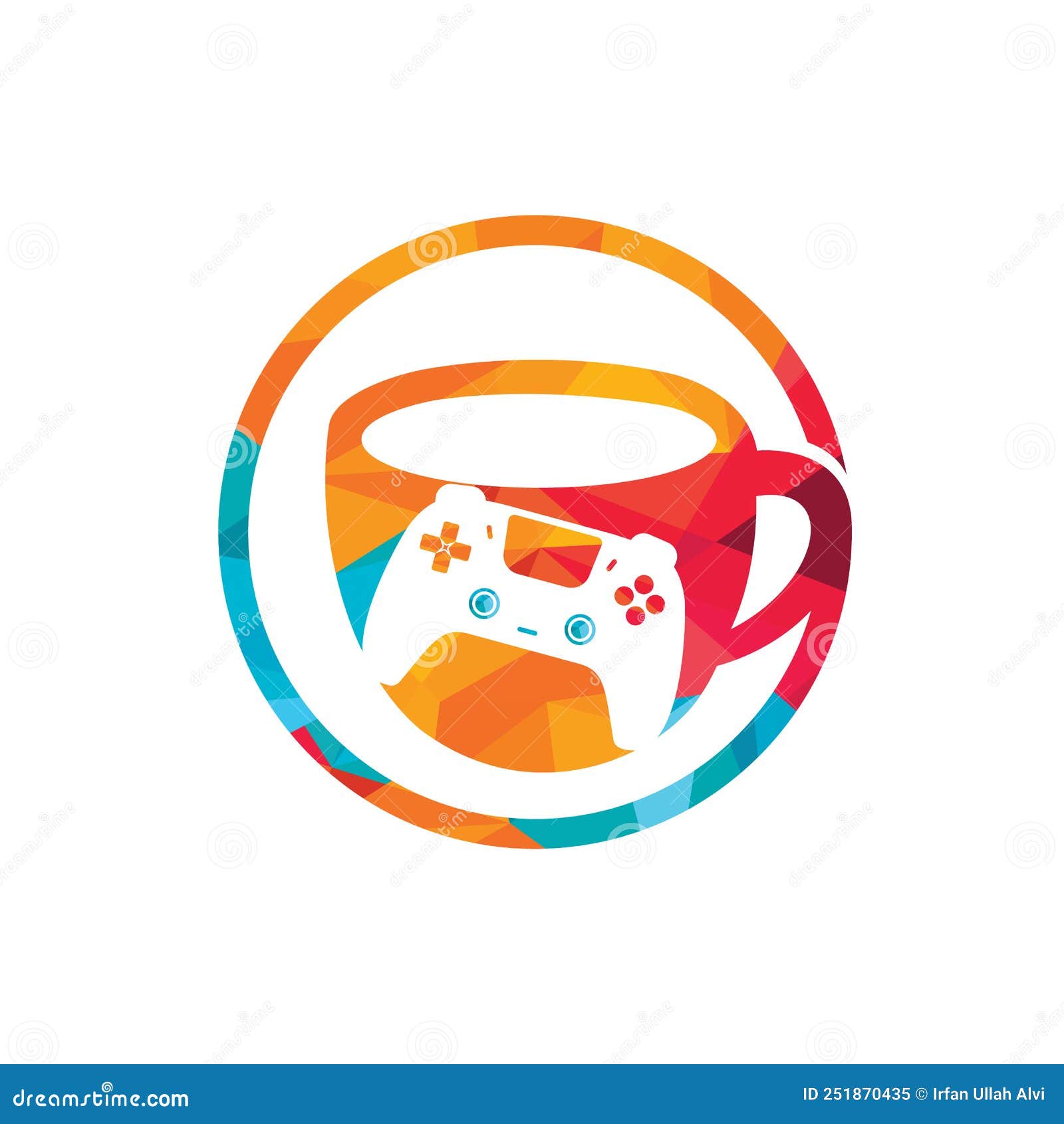 Gamer Cafe Vector Logo Design Template. Stock Vector - Illustration of ...