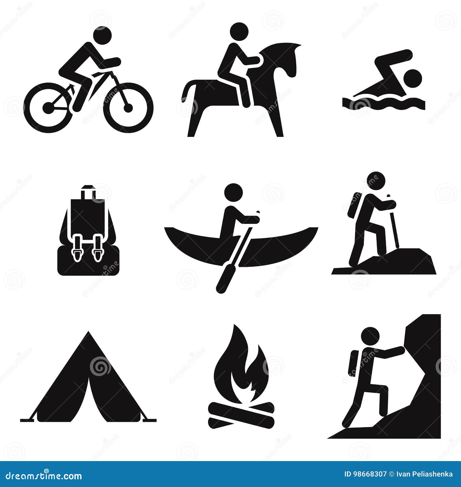 Recreation icons stock illustration. Illustration of hiking - 98668307