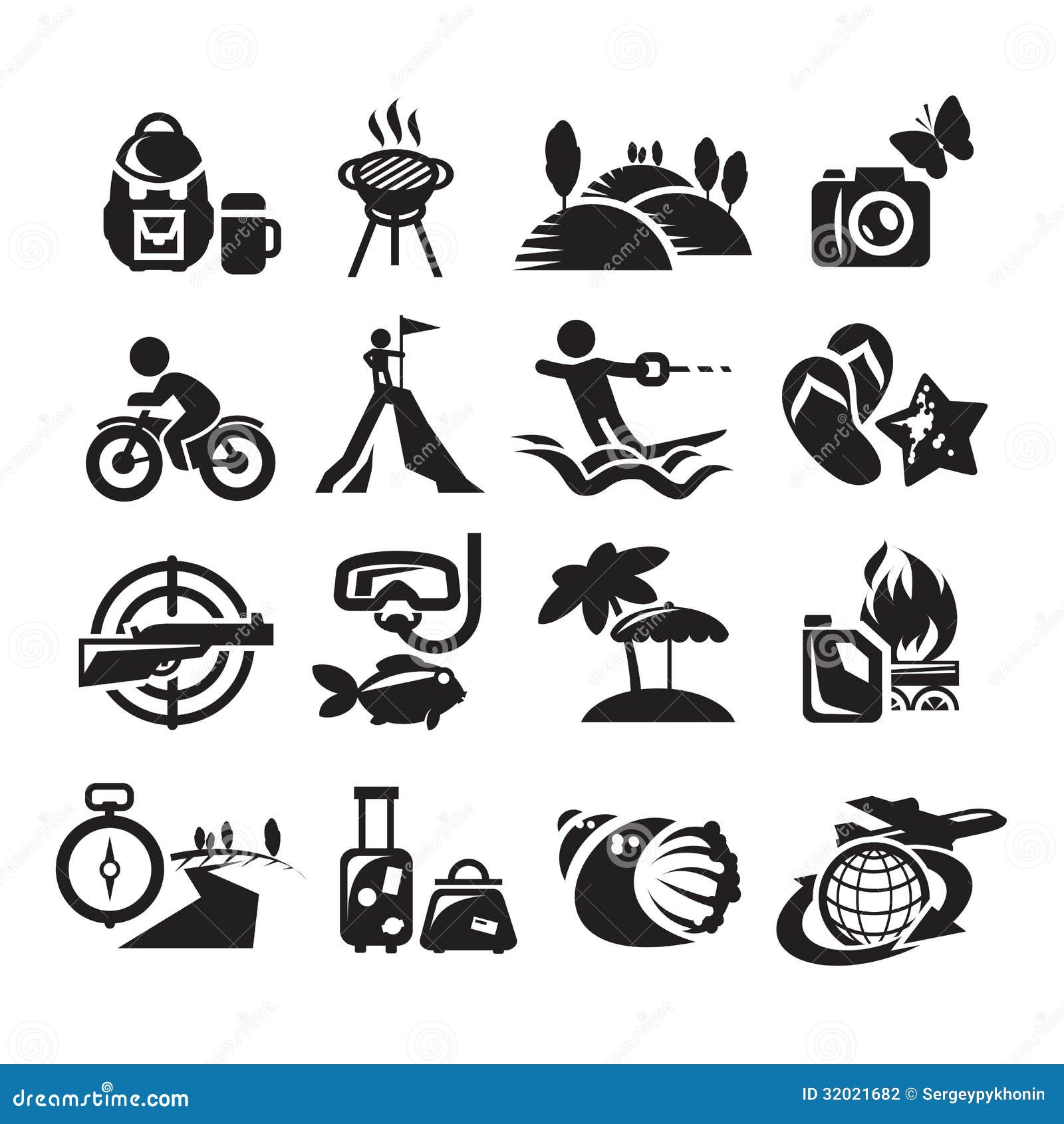 Recreation Icons. Vector Illustration Stock Vector - Illustration of ...