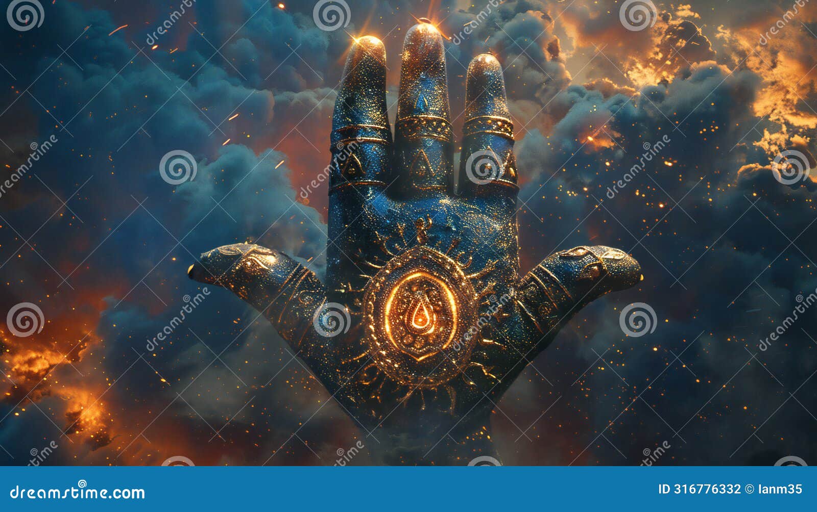 Magic Amulet Hamsa or Hand of Fatima Stock Illustration - Illustration ...