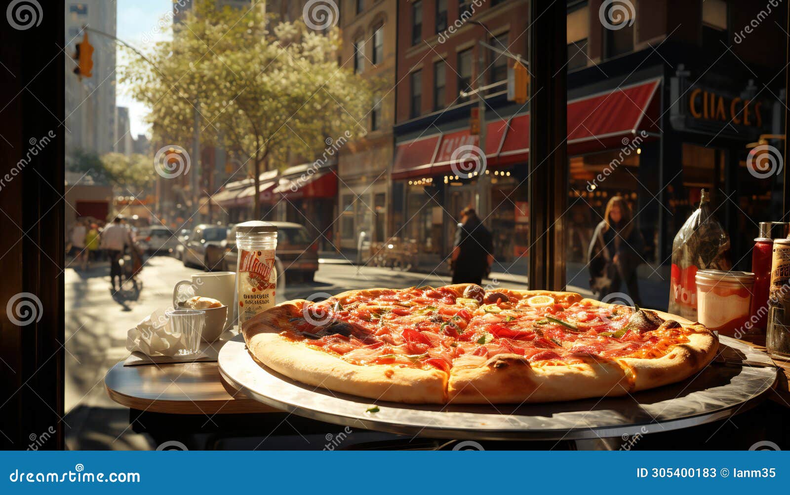 Recreation of a Pizza Inside a Pizzeria Stock Illustration ...