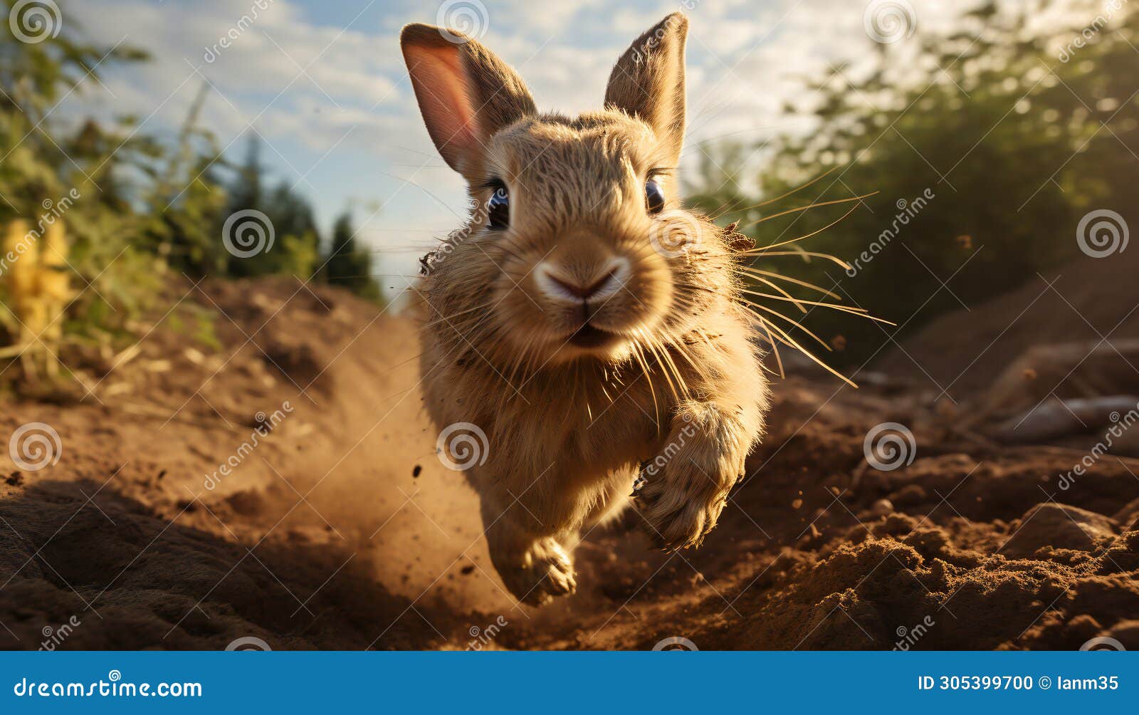 Recreation of a Rabbit Running in the Field Stock Illustration ...