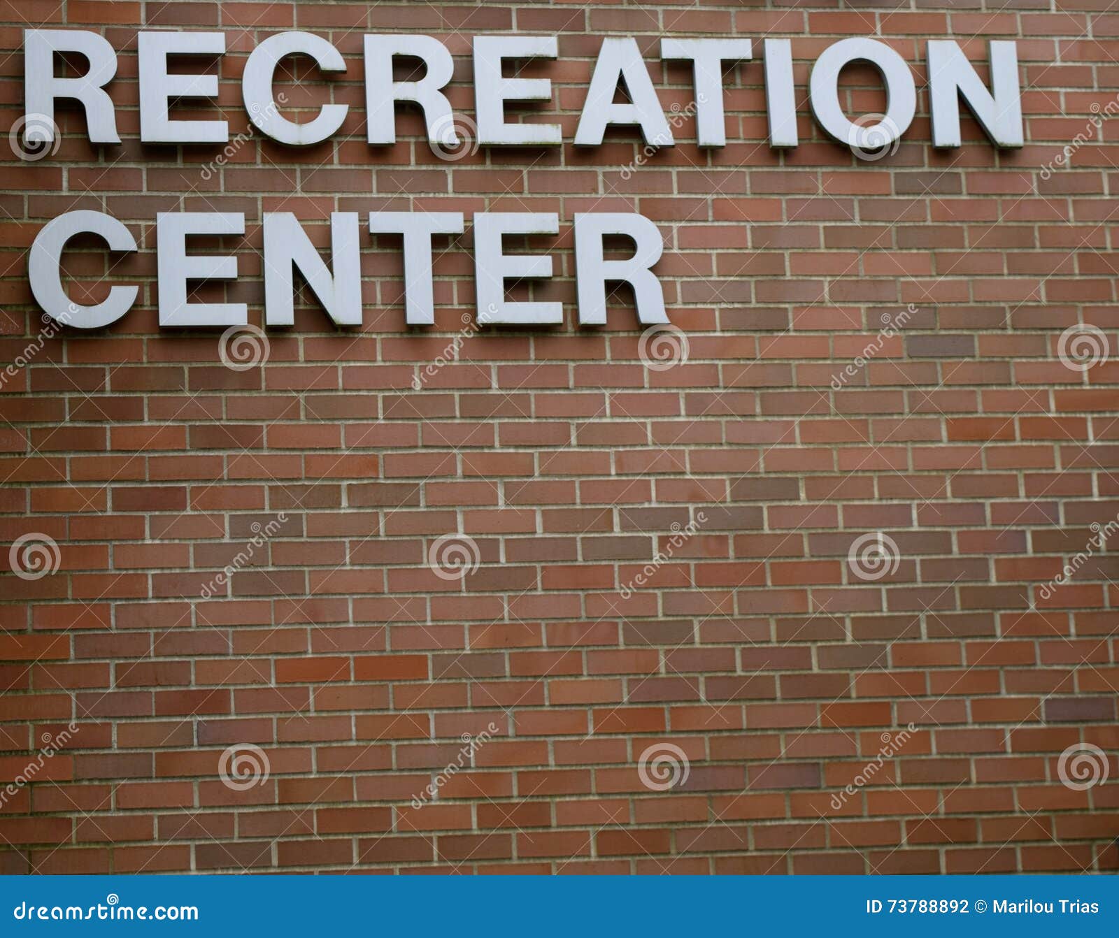 Recreation Sign stock photo. Image of mortar, wall, fitness - 73788892
