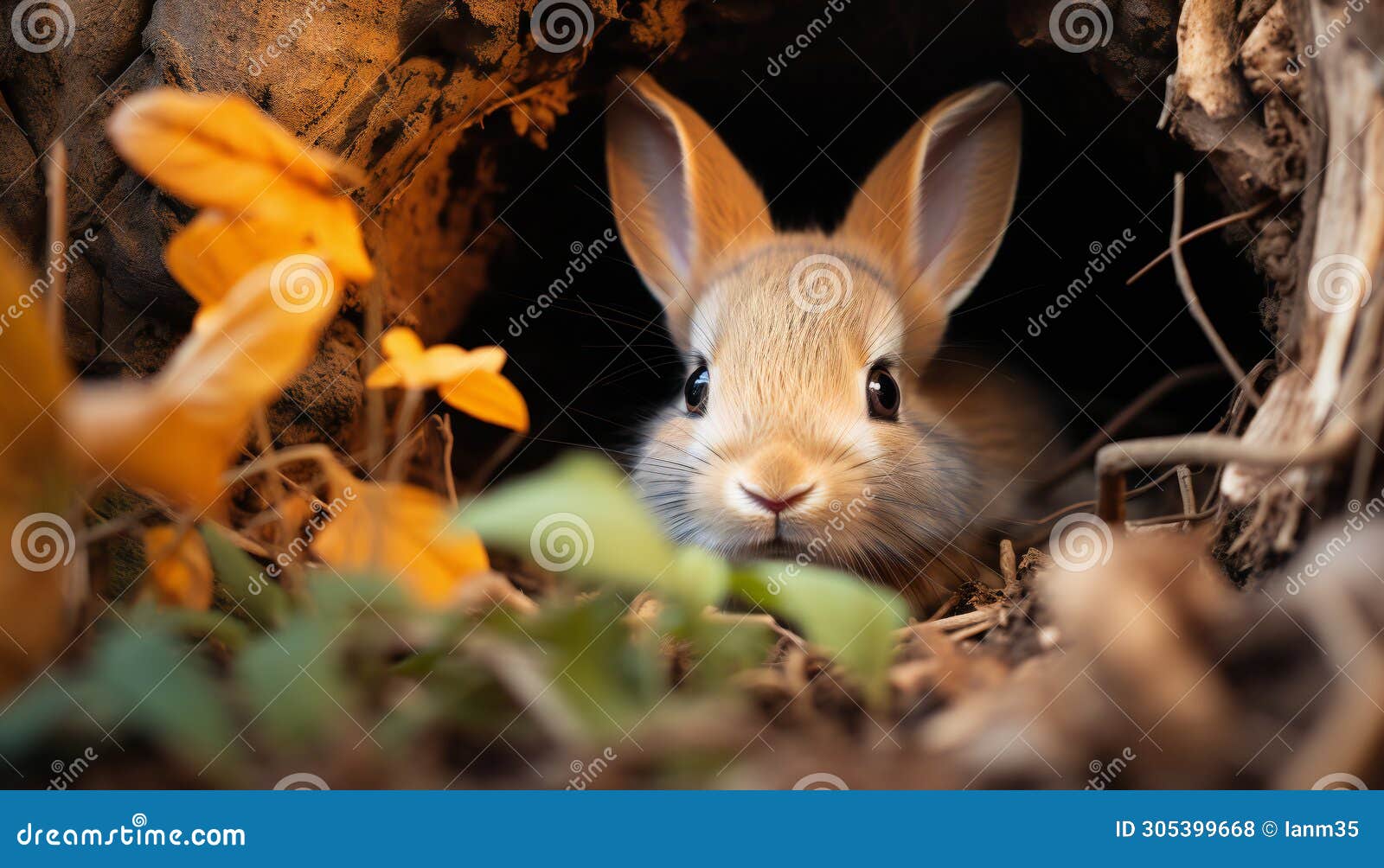 Recreation of Two Cute Rabbit in a Burrow Stock Illustration ...