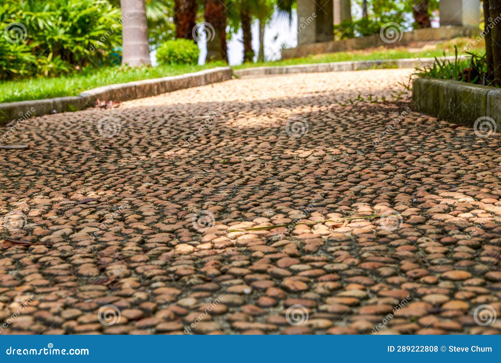 Recreational Cobblestone Walk in the Park Stock Photo - Image of ...