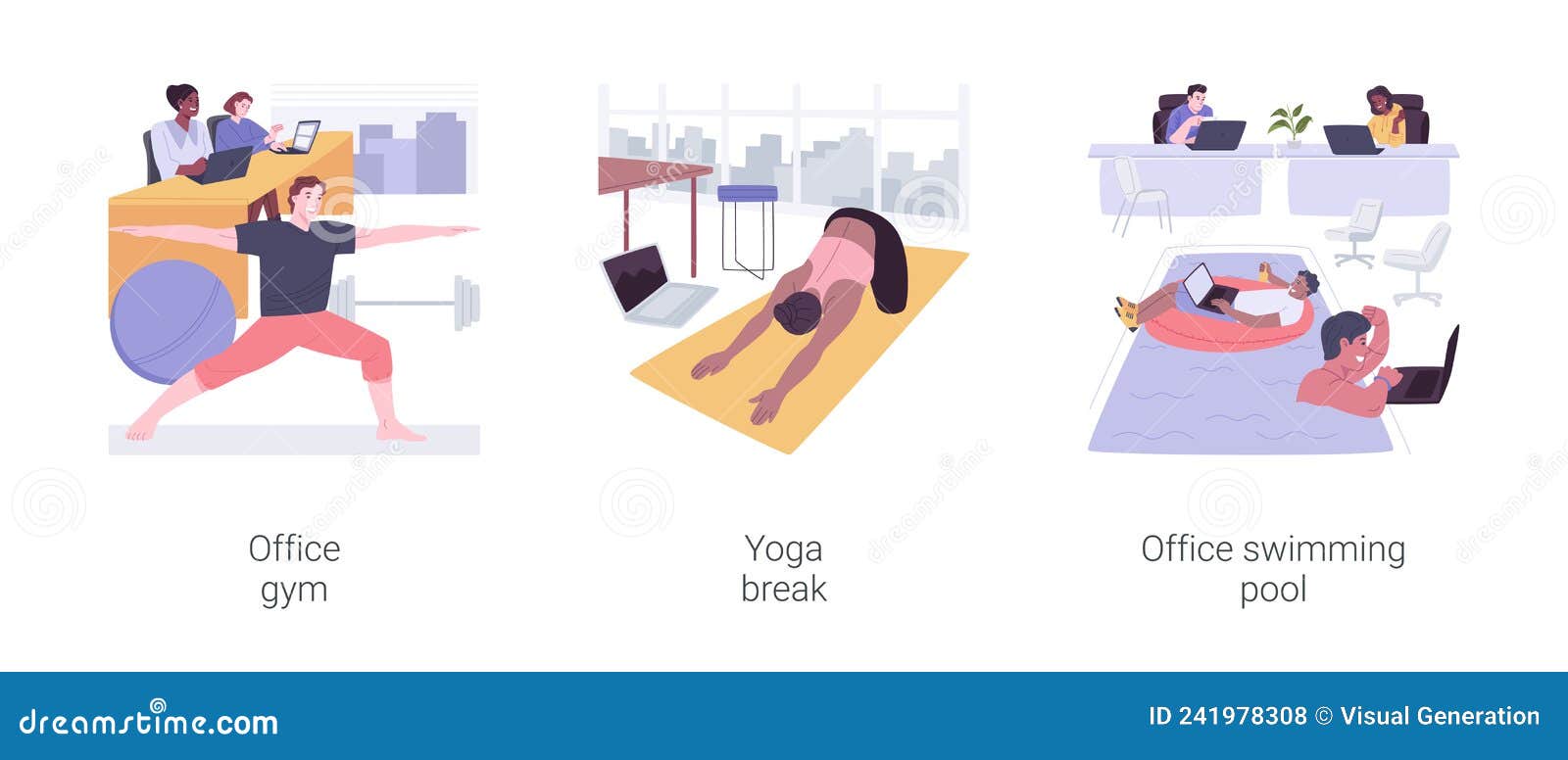 Recreational Facilities in Modern Office Isolated Cartoon Vector ...