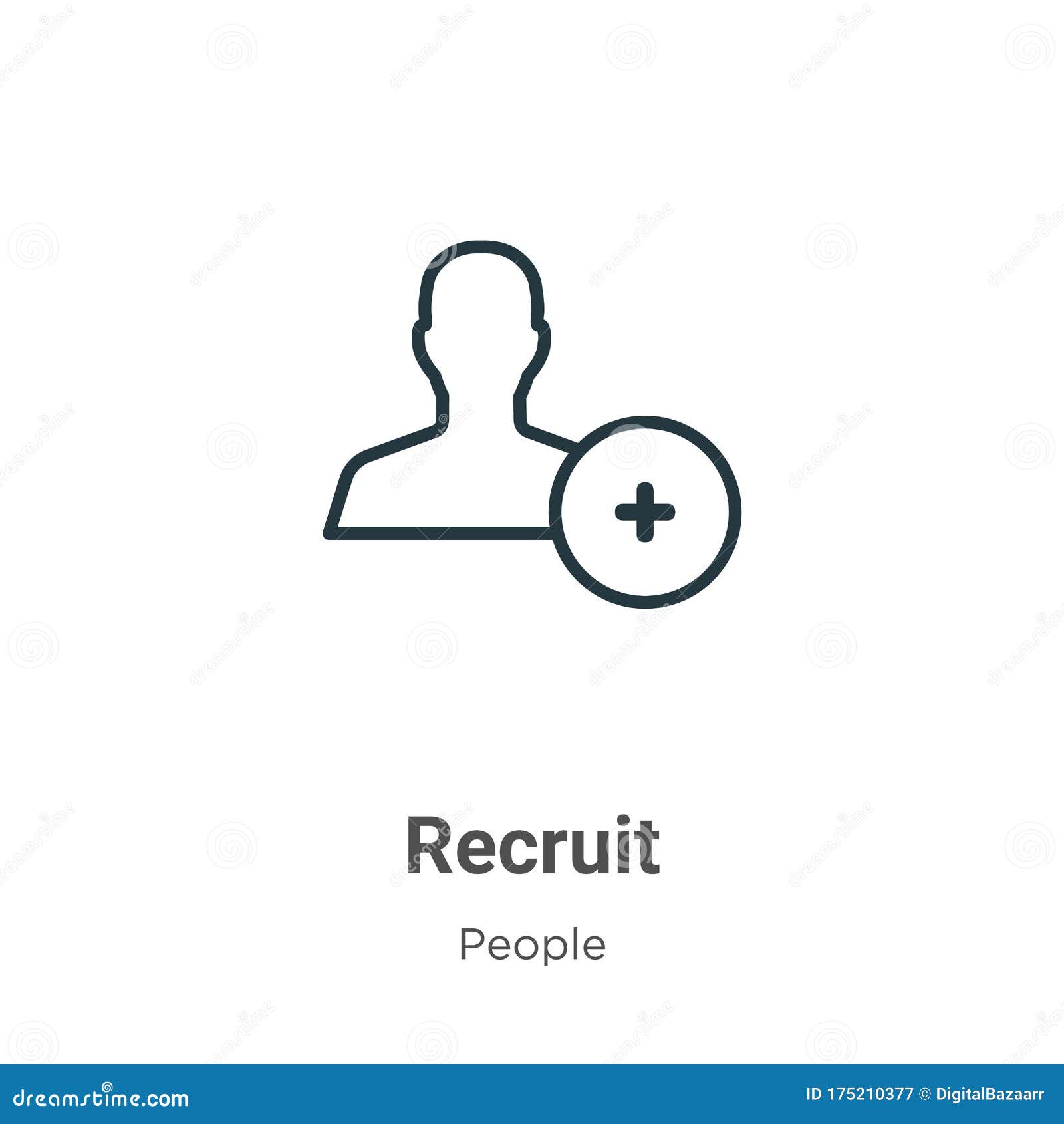 Recruit Outline Vector Icon. Thin Line Black Recruit Icon, Flat Vector ...