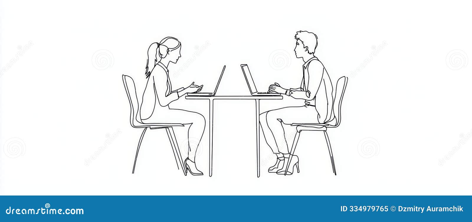 Recruiter and Candidate are Talking at a Table in this Modern, Simple ...