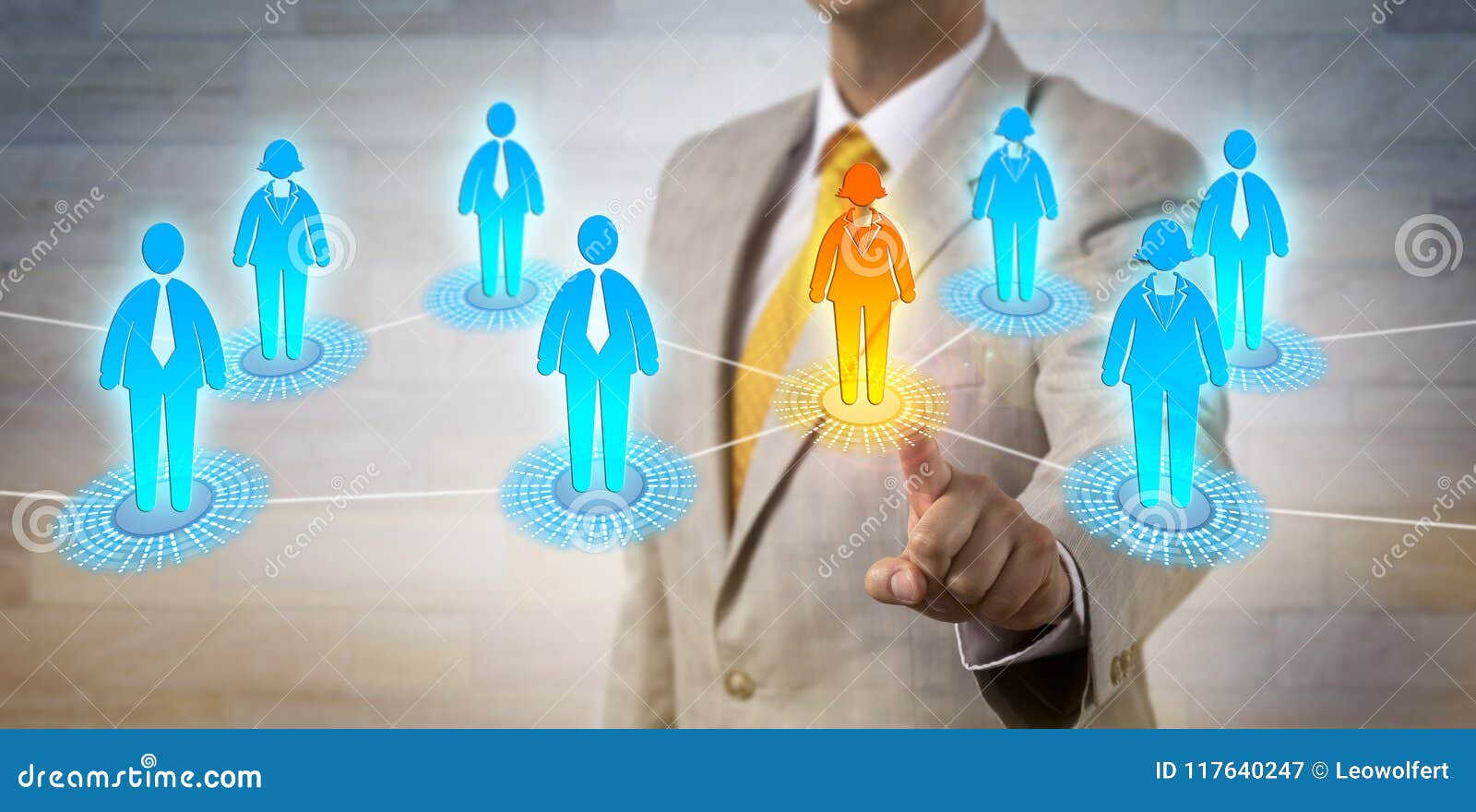 Recruiter Selects Female in Professional Network Stock Image - Image of ...