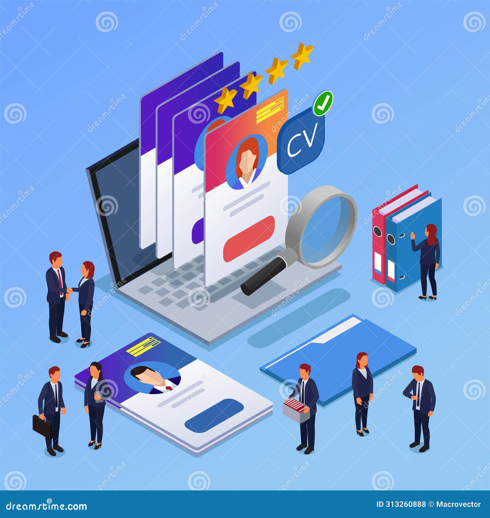 Recruiting Agency Isometric Cartoon Composition Stock Illustration ...