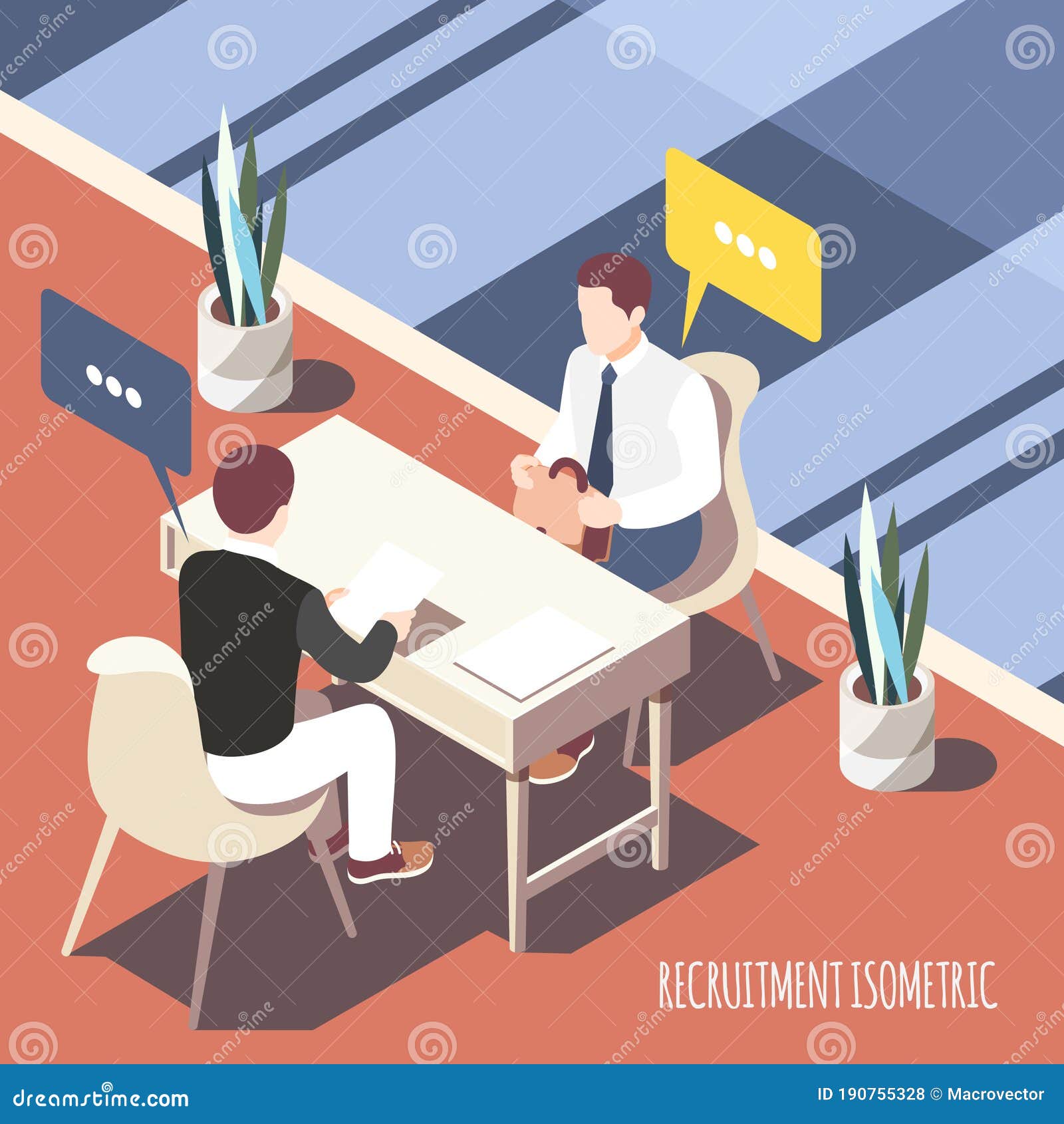 Recruiting Interview Isometric Background Stock Vector - Illustration ...