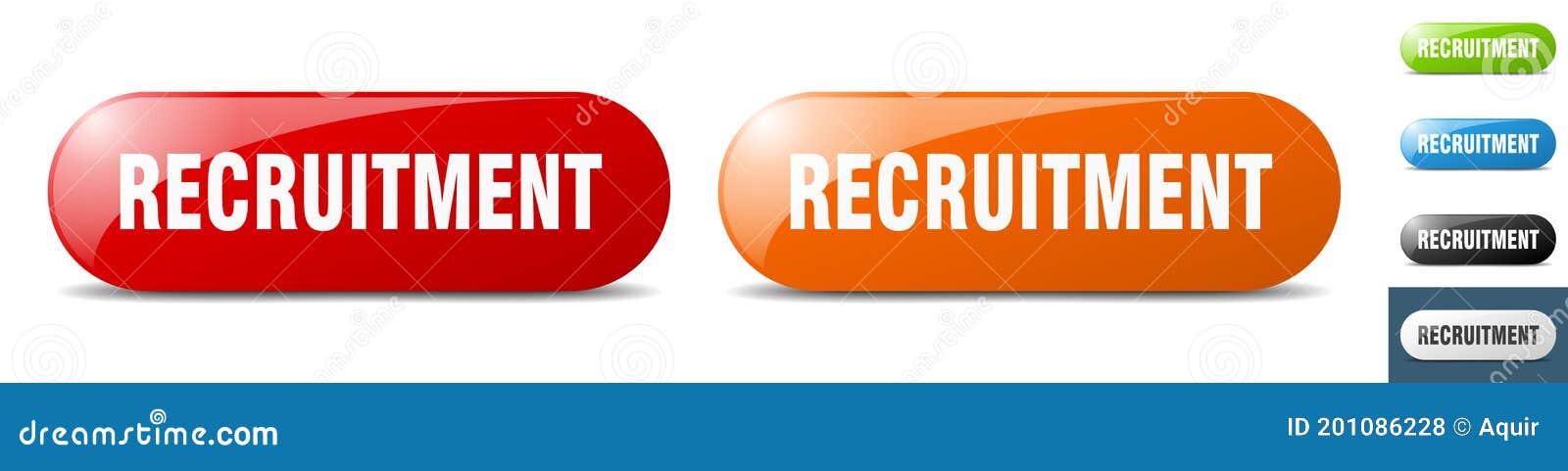 Recruitment Button. Key. Sign. Push Button Set Stock Vector ...