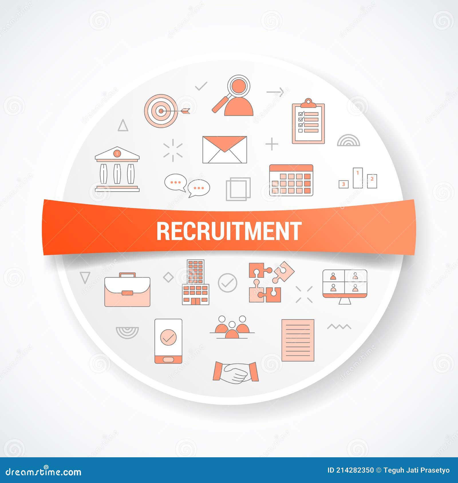 Recruitment Concept with Icon Concept with Round or Circle Shape Stock ...