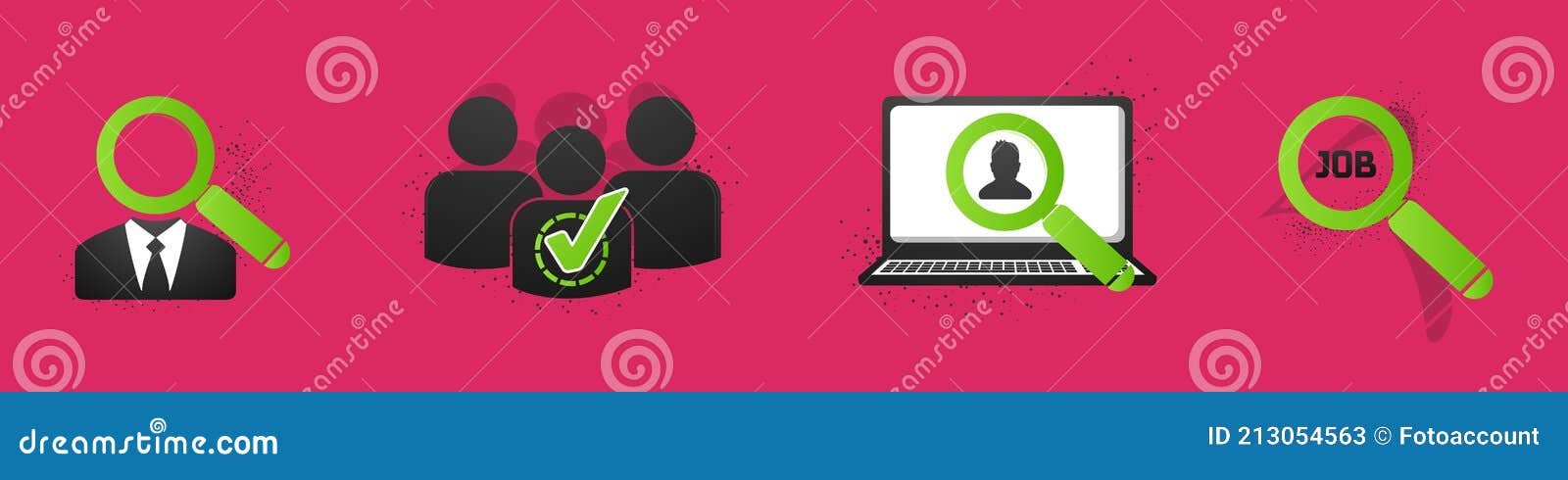 Recruitment Concept Icon Set - Vector Illustrations Isolated on Pink ...