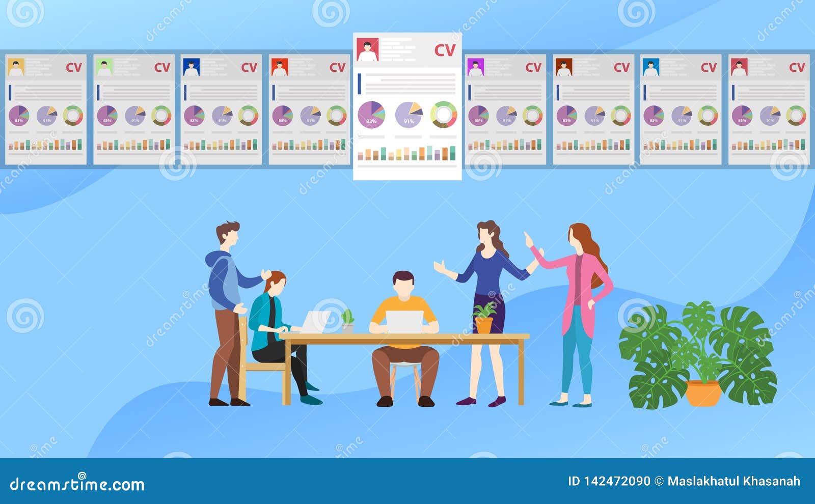 Recruitment Concept Team Choose the Best Candidate Employee - Vector ...