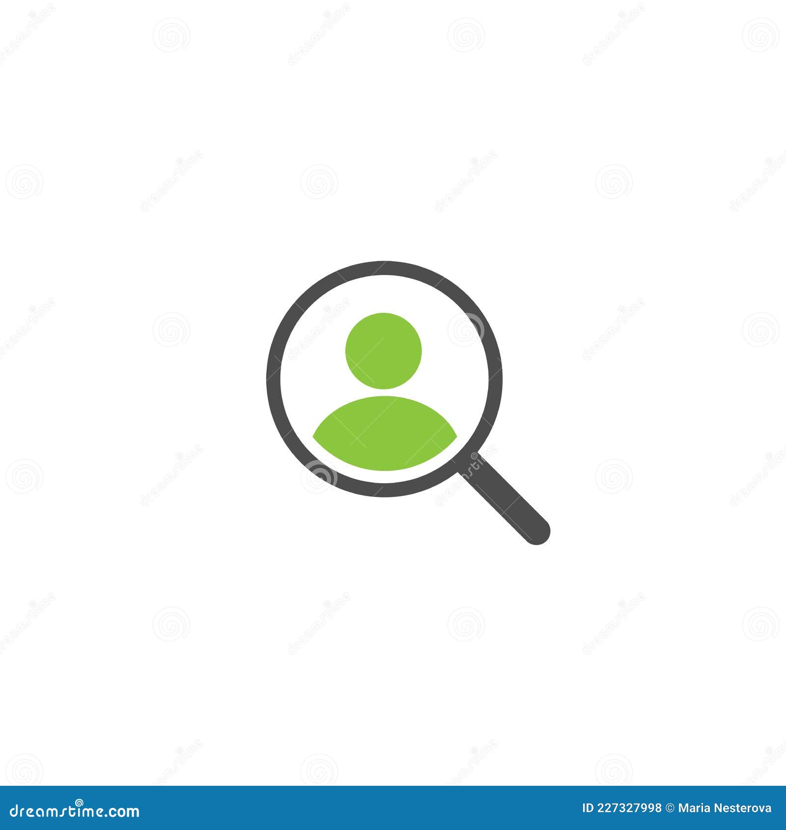 Recruitment Icon Magnifier With Human Isolated On White Stock Vector