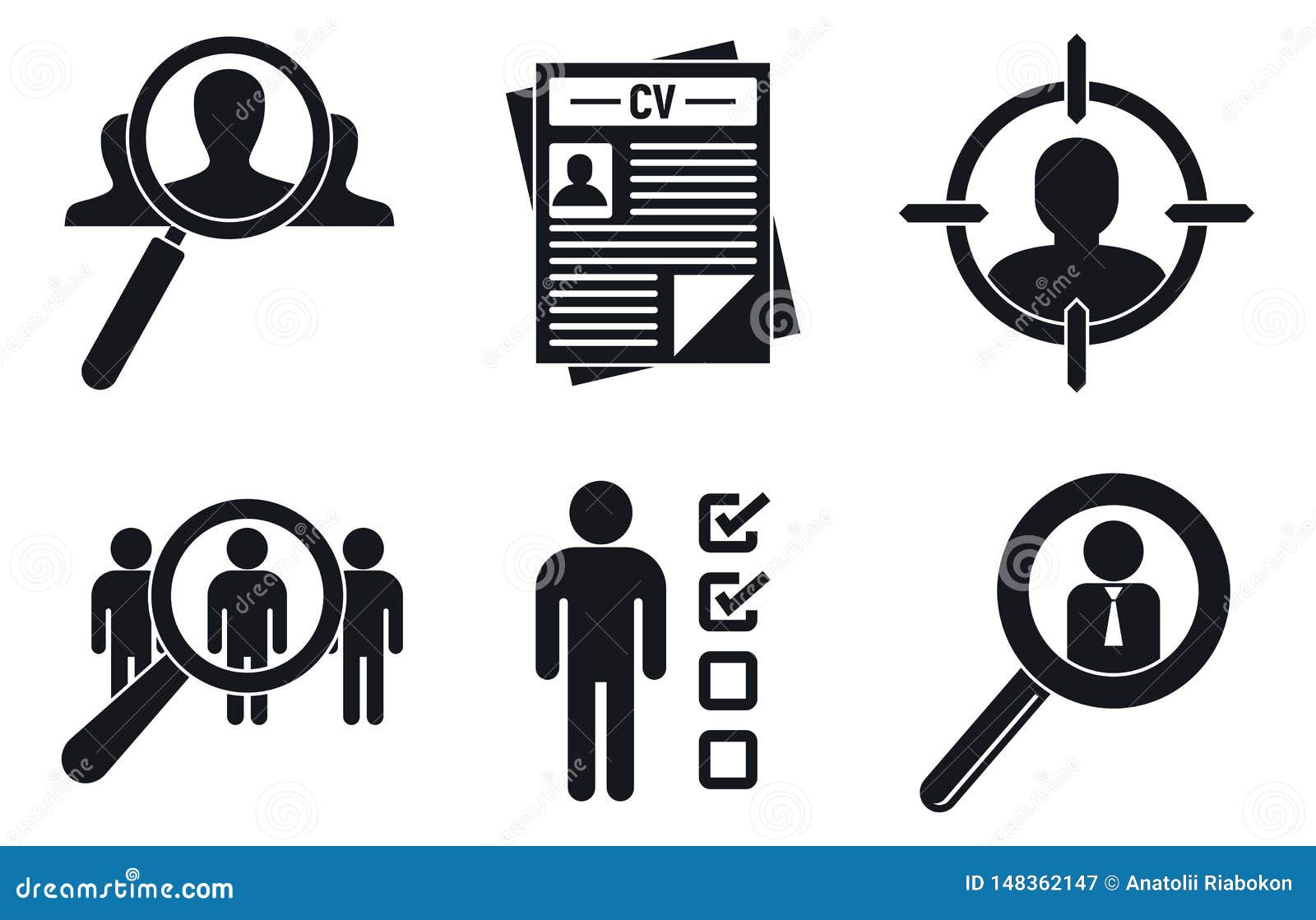 Recruitment Icons Set, Simple Style Stock Vector - Illustration of fair ...