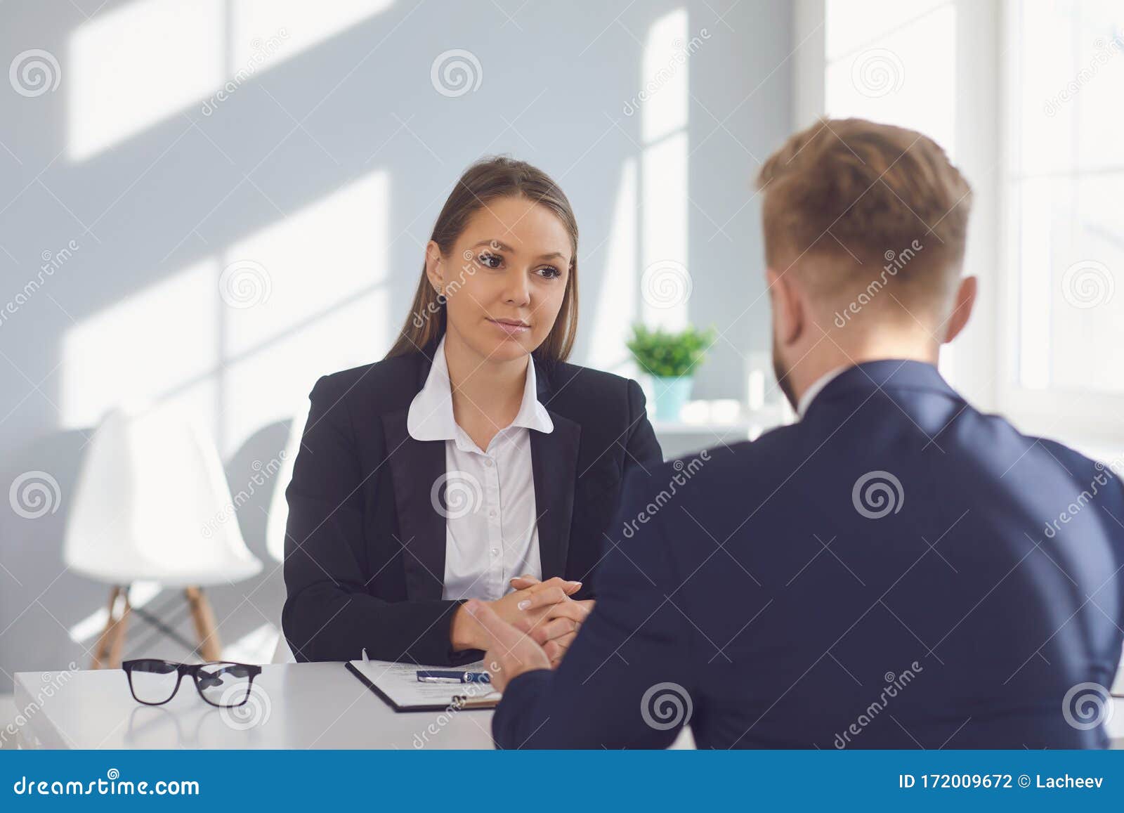 Recruitment of People. Applicant Man at the Interview in the Office ...