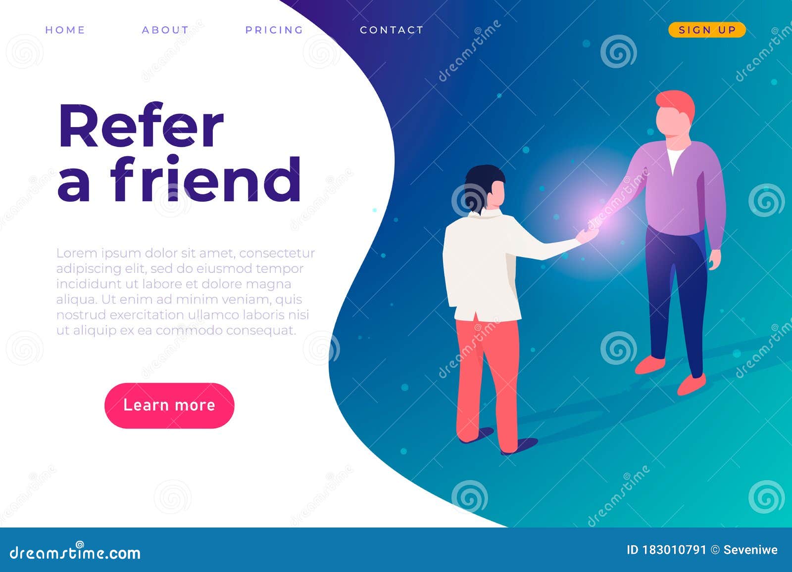 Recruitment Program Concept, Refer a Friend Program. Two People Shake ...