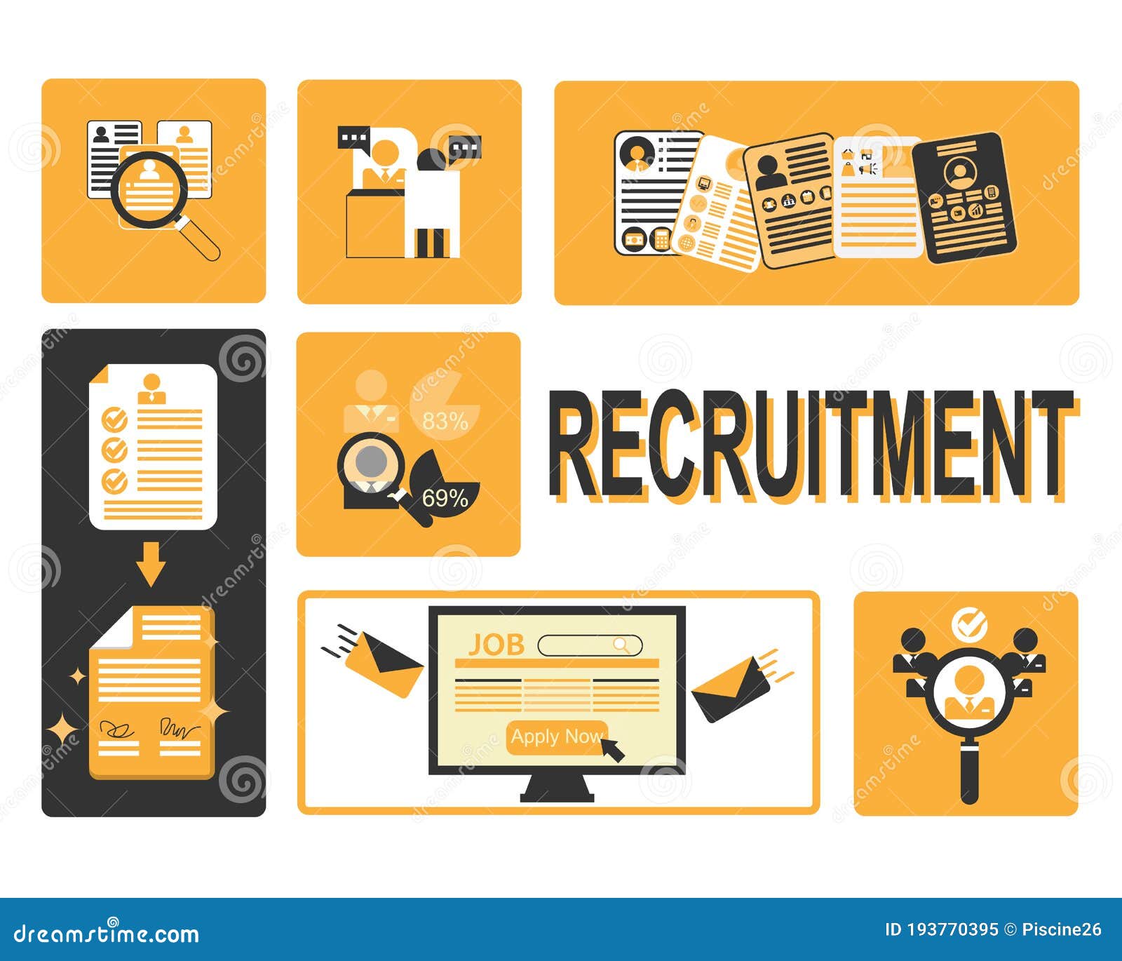 Recruitment Sign with Icons Vector Stock Illustration - Illustration of ...