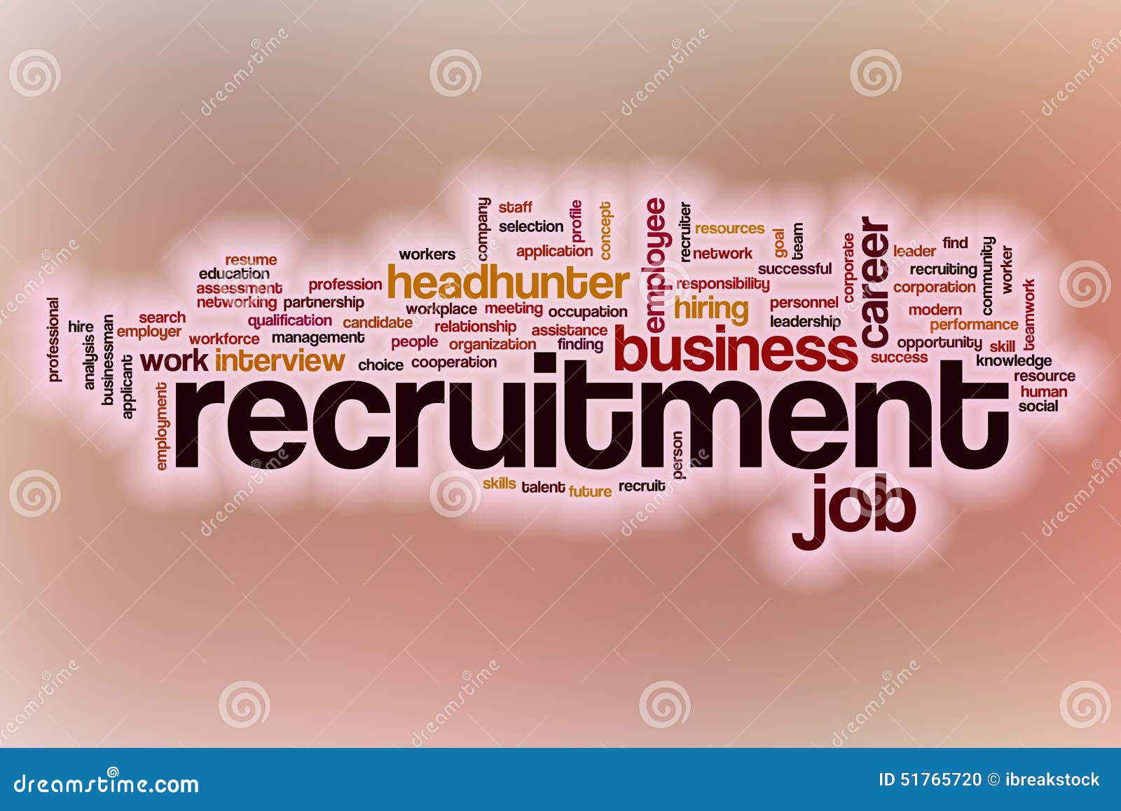 Recruitment Word Cloud with Abstract Background Stock Illustration ...